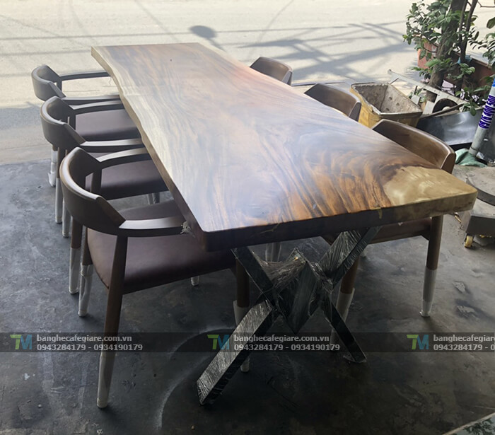 Bàn Ghế Gỗ Cafe Nguyên Tấm Đẹp Giá Xưởng - Bàn Ghế Gỗ Me Tây Tự Nhiên