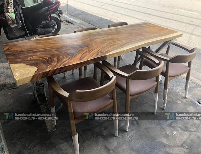 Bàn Ghế Gỗ Cafe Nguyên Tấm Đẹp Giá Xưởng - Bàn Ghế Gỗ Me Tây Tự Nhiên